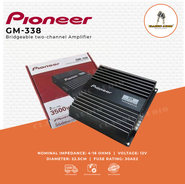 PIONEER GM-338 Power Car Amplifier Bridgeable Two-Channel 3500 Max ...