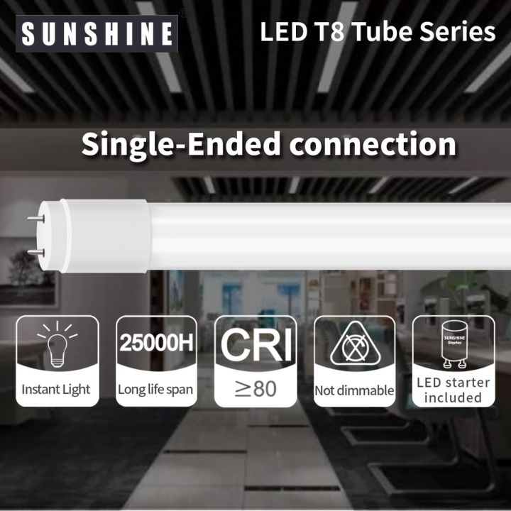 SUNSHINE (Single-ended connection) LED T8 Tube 9W 12W 18W G13 fitting ...