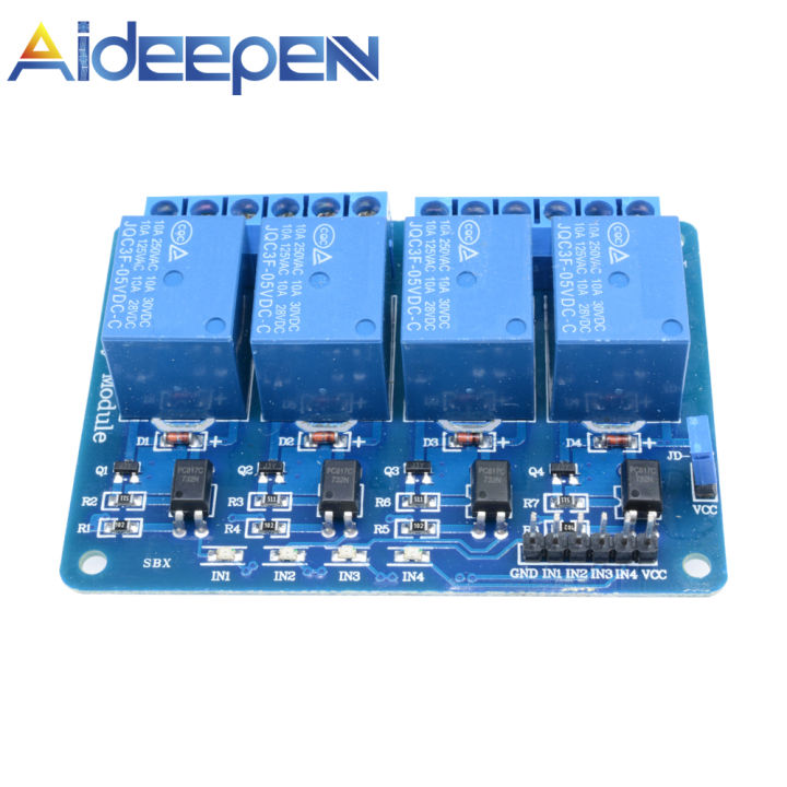 Original Aideepen DC 5V 4 Four Channel Relay Module Optocoupler for ...