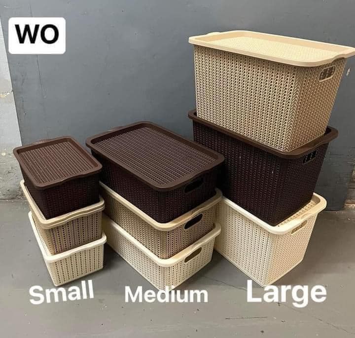 AESTHETIC MAGNOLIA BROWN XL RATTAN WOVEN BASKET STORAGE BOXES ...