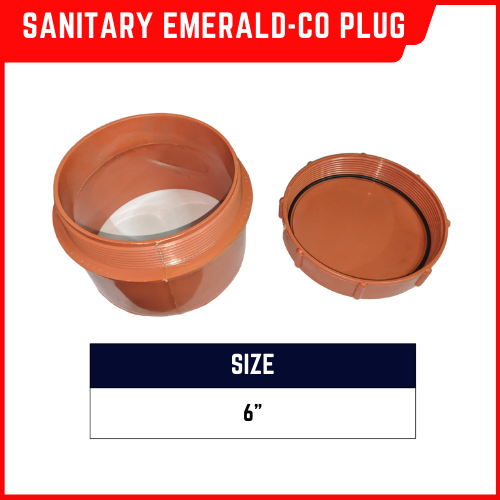 Sanitary PVC Fittings Emerald Clean Out w/ Plug (Sizes: 6",8") Sold per ...