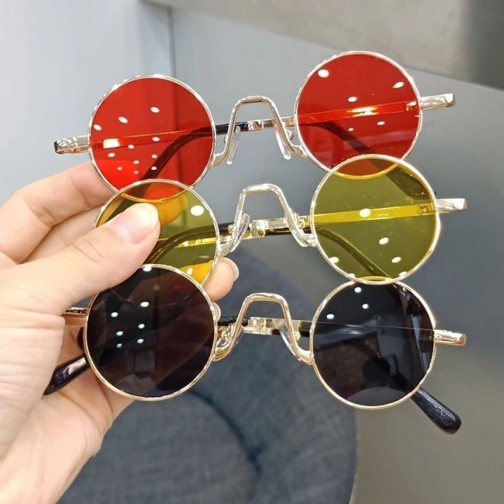 Retro Small Round Frame Glasses Coloful Lens Baby Sunglasses Outdoor UV ...