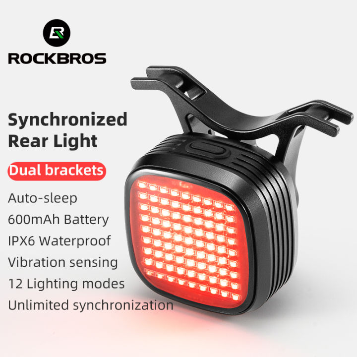 ROCKBROS Synchronized Bike Rear Light Smart Brake Tail Light 12 Modes ...