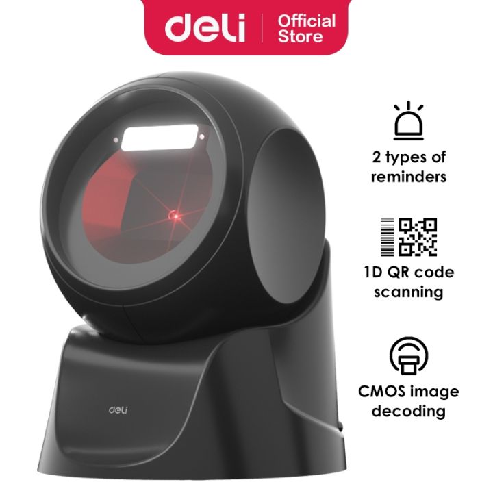 Deli Stand Barcode Scanner 1D 2D LED Table QR Code Scanner Phone QR ...