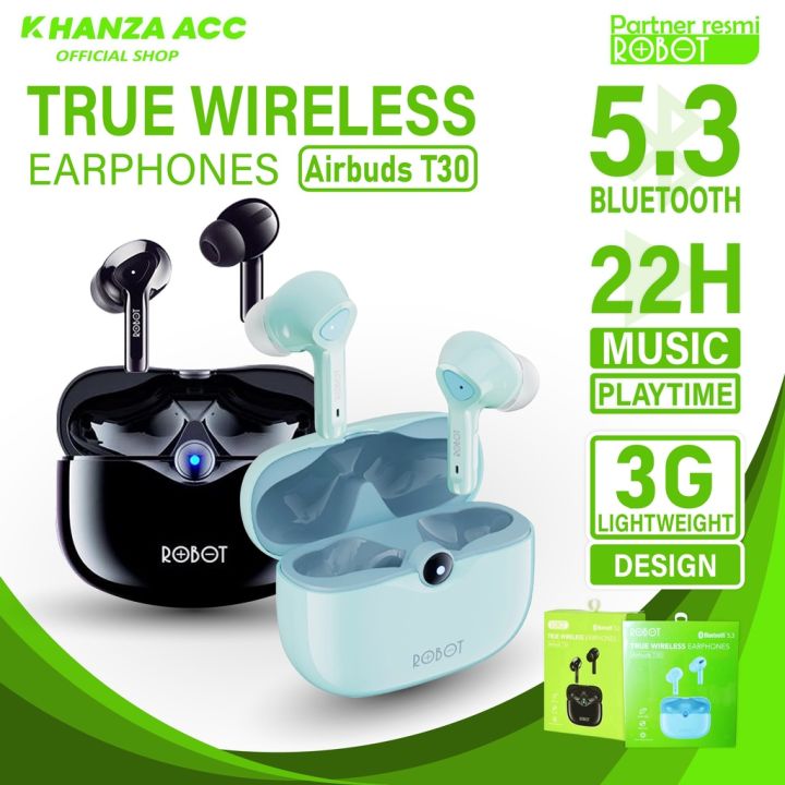 KHANZAACC ROBOT T30 Earphone Bluetooth Airbuds Earphone True Wireless ...