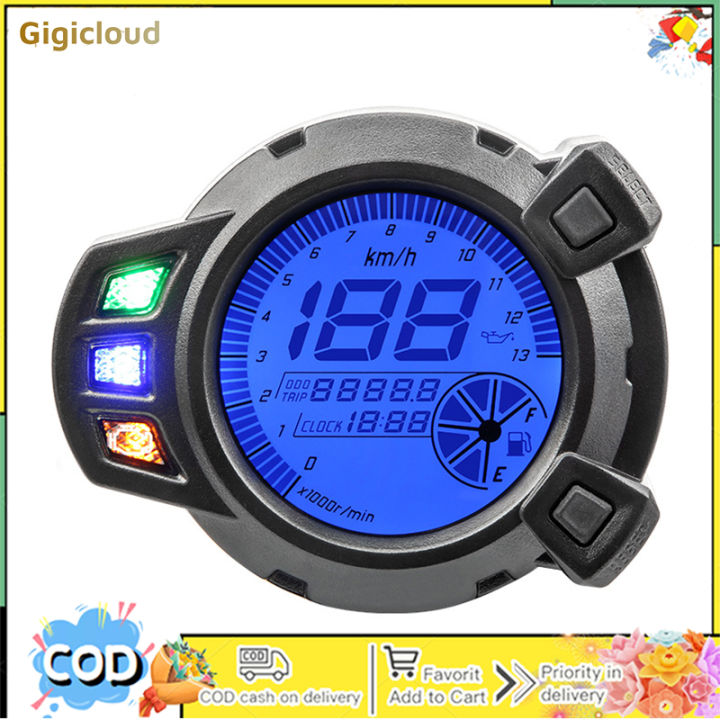 Digital Motorcycle Speedometer, 12V Universal LED Backlight Digital ...
