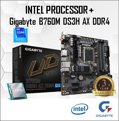 Gigabyte B760M DS3H AX DDR4 B760 LGA1700 Motherboard In 12TH GEN / 13TH GEN CORE I3 / I5 / I7 ...