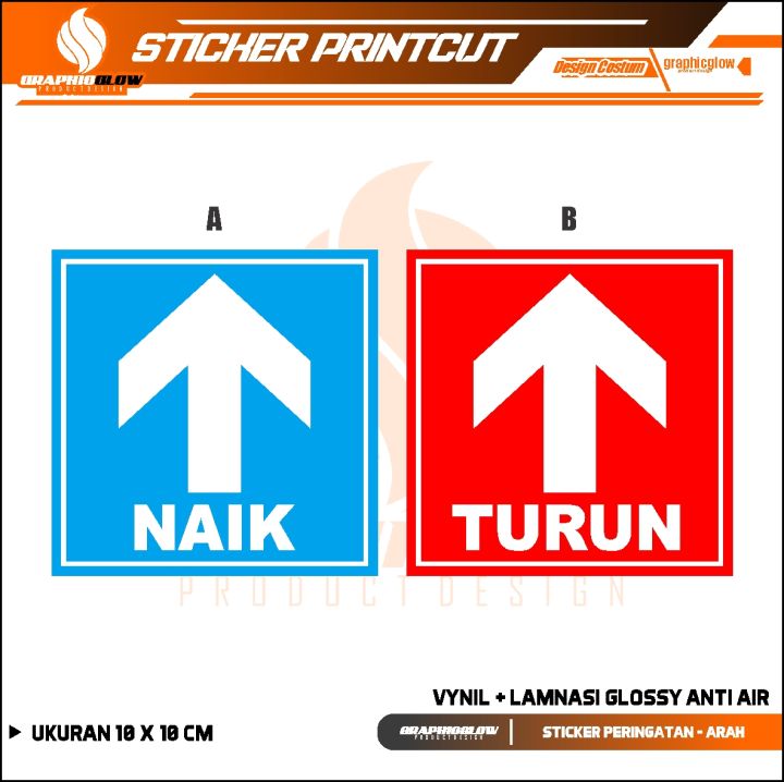 STICKER STIKER TANGGA TANDA PANAH NAIK TURUN K3 SAFETY KUAT TAHAN LAMA ...