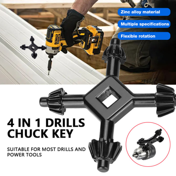 4-Way Chuck Key Drill Wrench Repair Handwork ToolElectric Drill Key ...