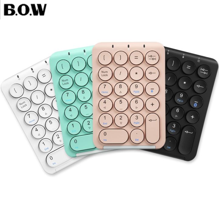 BOW 22 Keys Wireless Number Pad Rechargeable Bluetooth Numeric Keypad Round Keycaps Numpad ...