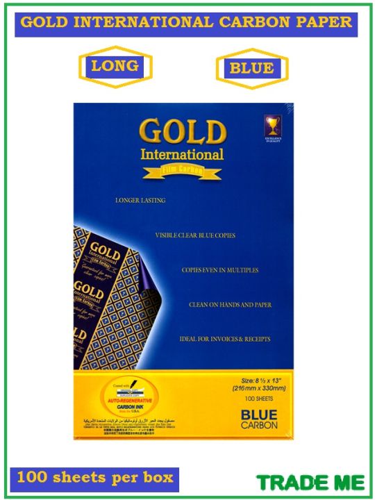 Carbon Paper Gold International Brand, Blue, Long (100 Sheets per Box ...