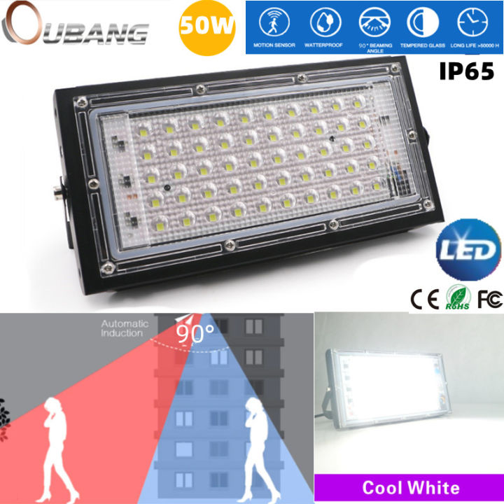 OU BANG Đèn Pha LED Cảm Biến Chuyển Động PIR 50W Đèn Pha Ngoài Trời AC ...
