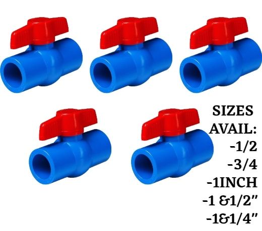 5PCS PVC Plastic Ball Valve (5 sizes to choose) Water Switch Section ...