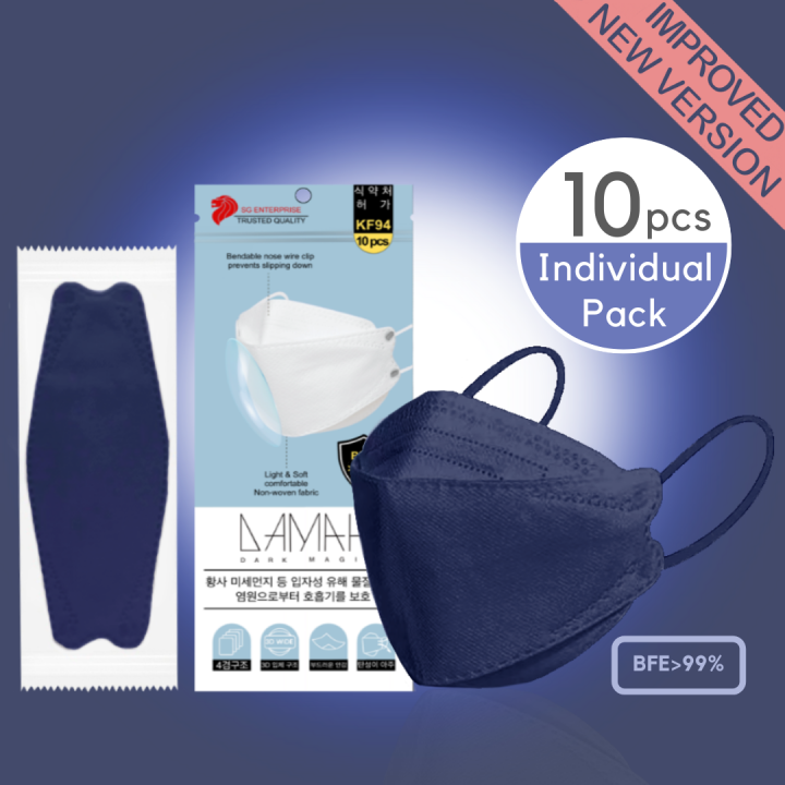 Navy Blue [Ready Stock] 4 ply 3D Korean Mask Disposable KF94 Face Mask ...