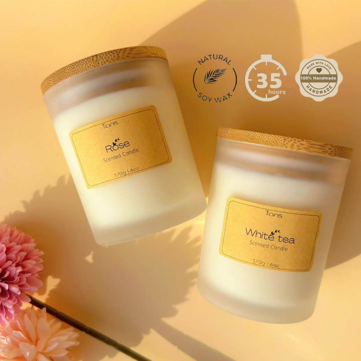 Tans Relaxing Mood Sleep Improvement Scented Candle Glass Bottle 100