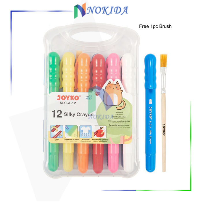 Nokida Crayon Silky Joyko 12 Warna [ SLC-A-12 ] / Silky Crayon Pen ...