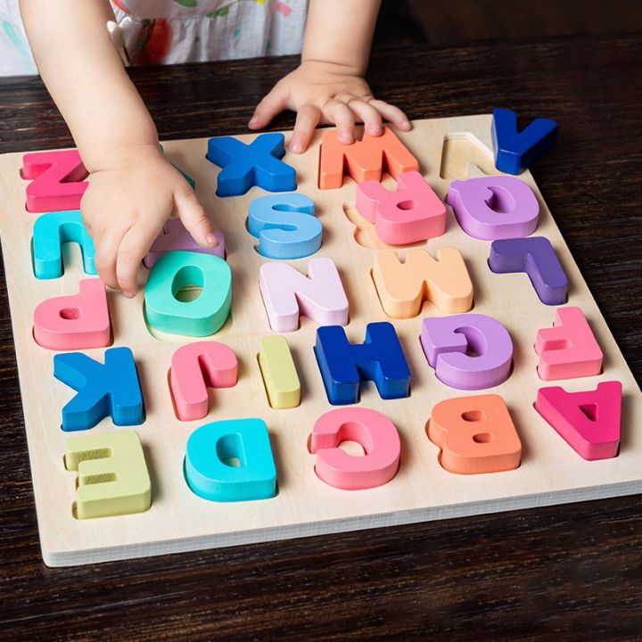 ABC Alphabet Digital Puzzle Wooden Toys Kid Number Letter shape ...