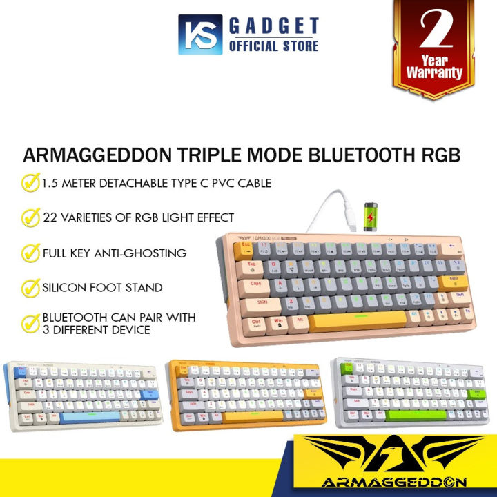Armaggeddon Triple Mode Bluetooth RGB 63 Keys Mechanical Gaming ...