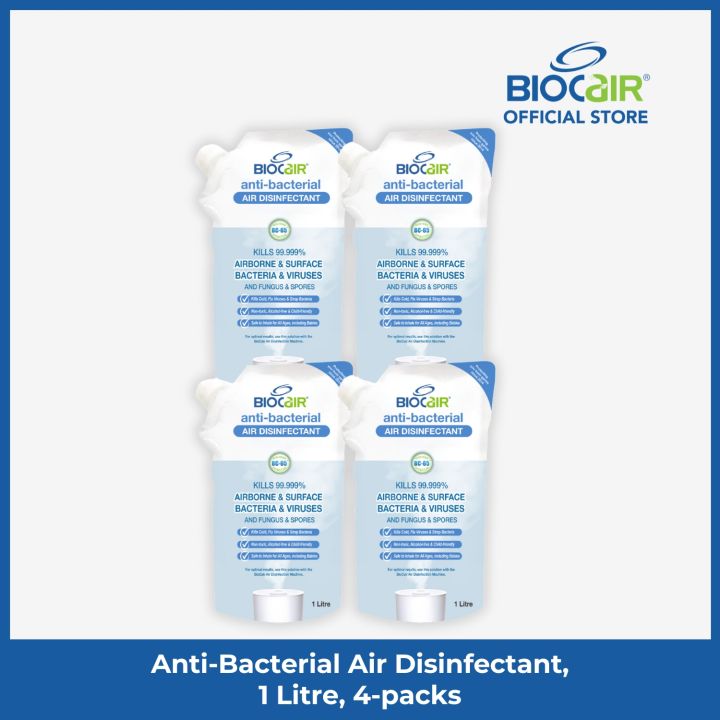 BioCair Anti-Bacterial Disinfectant Air Purifying Solution, 1 Litre, 4 ...