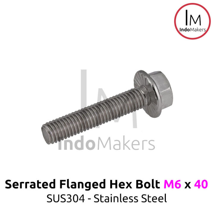GB5789 Serrated Flanged Hexagon Bolt Stainless Steel SUS304 M6x40 | Lazada Indonesia