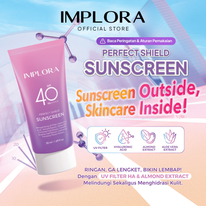 Implora Perfect Shield Sunscreen | Sunblock Wajah | Hyaluronic Acid ...