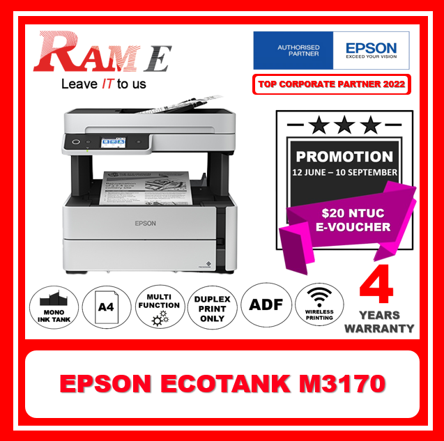 Epson EcoTank Monochrome M3170 Wi-Fi All-in-One Ink Tank Printer ...