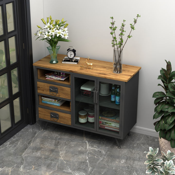 Industrial style loft sideboard solid wood retro old sideboard tea ...