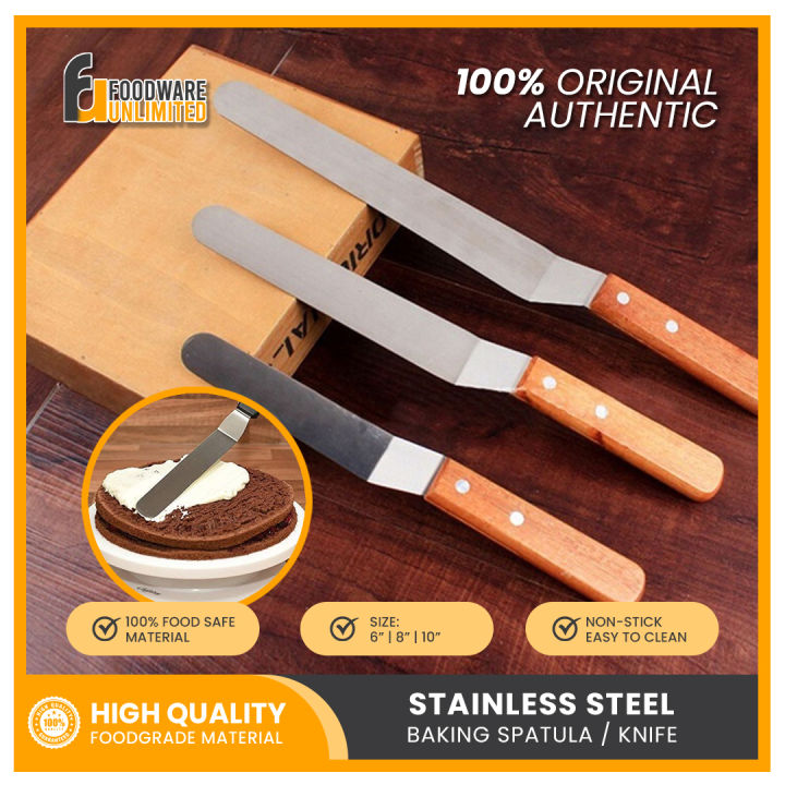 Stainless Steel Offset Cake Spatula with Wooden Handle Straight Angled ...