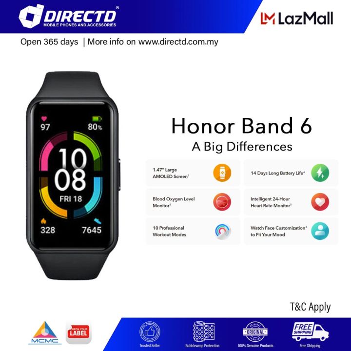 [NEW MODEL!!] HONOR BAND 6 (1.47" AMOLED Display1 | 14 Days Battery ...