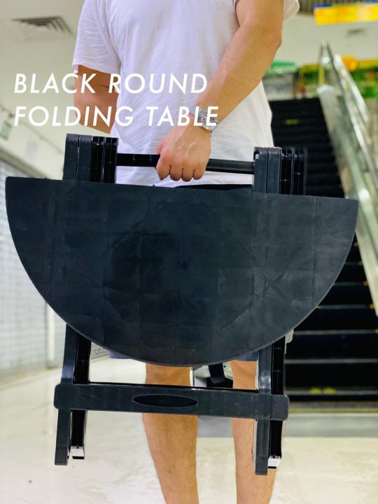 TRIPLEAF BLACK FOLDABLE ROUND TABLE | Lazada PH