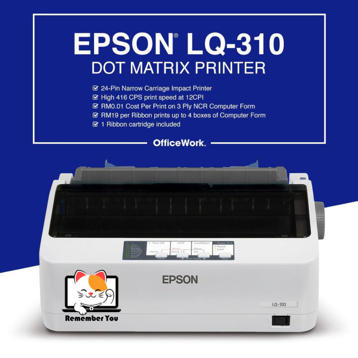 EPSON LQ310 DOT MATRIX PRINTER A4 24-Pin USB Dot Matrix Printer LQ-310 ...