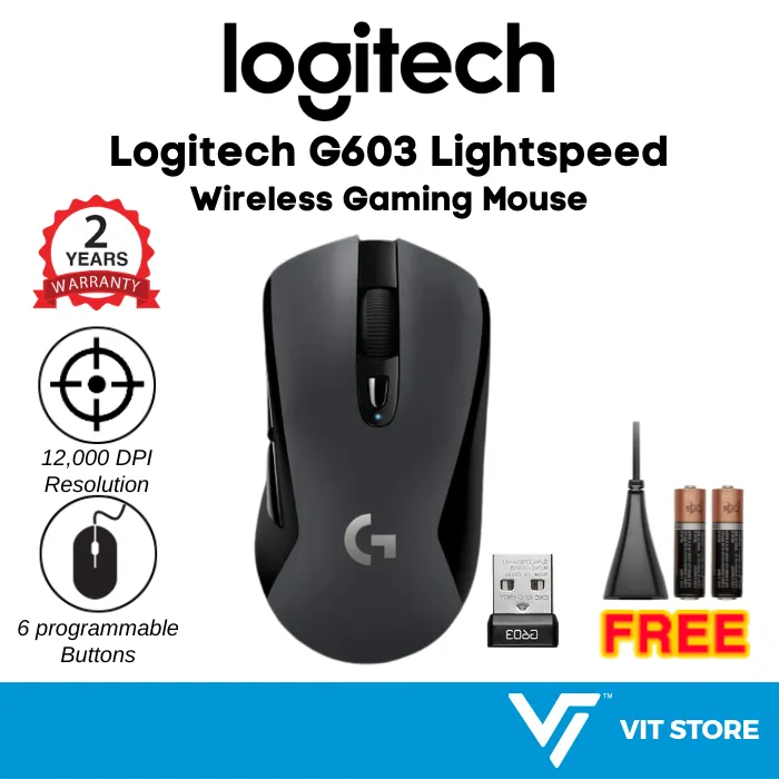 Logitech G603 Lightspeed Wireless Gaming Mouse Hero High Performance 12 ...