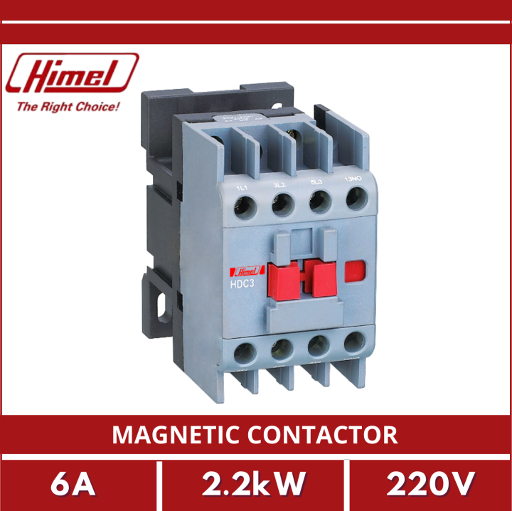 Magnetic Contactor 6A - 2.2kW, 220VAC Coil, AC-3 | Lazada PH