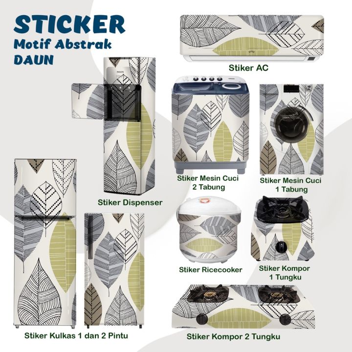 PAKET STICKER DEKORASI MOTIF DAUN AESTHETIC KULKAS 1 2 PINTU MATA ...