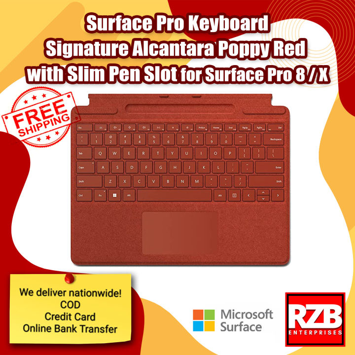 Surface Pro Signature Keyboard Alcantara Poppy Red with Slim Pen Slot ...