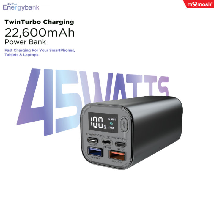 MYMOSH SUPER POWERBANK 45W TWIN TURBO 22600MAH FAST CHARGING, PD3.0 ...