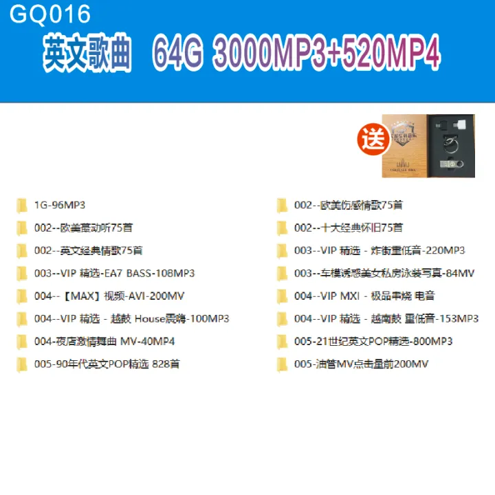【现货2024新款】【当天发货】已整理好--GQ016--英文歌曲 thumb flash drive pendrive original ...