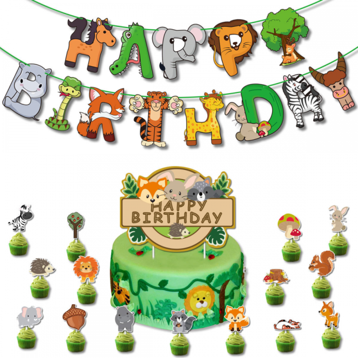 Jungle Animal Birthday Banner For Woodland Party Decorations | Lazada PH