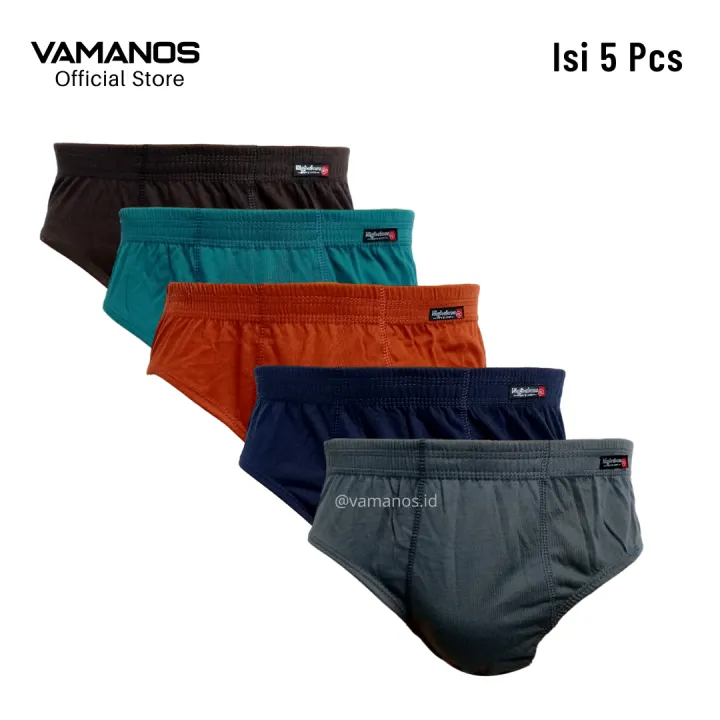 Vamanos 5 Pcs Celana Dalam Katun Pria Dewasa Segitiga Brief Underwear ...