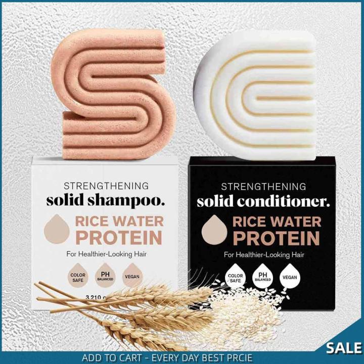 Strengthening Hair Solid SHAMPOO & Conditioner Bar Rice Water Protein | Lazada.co.th