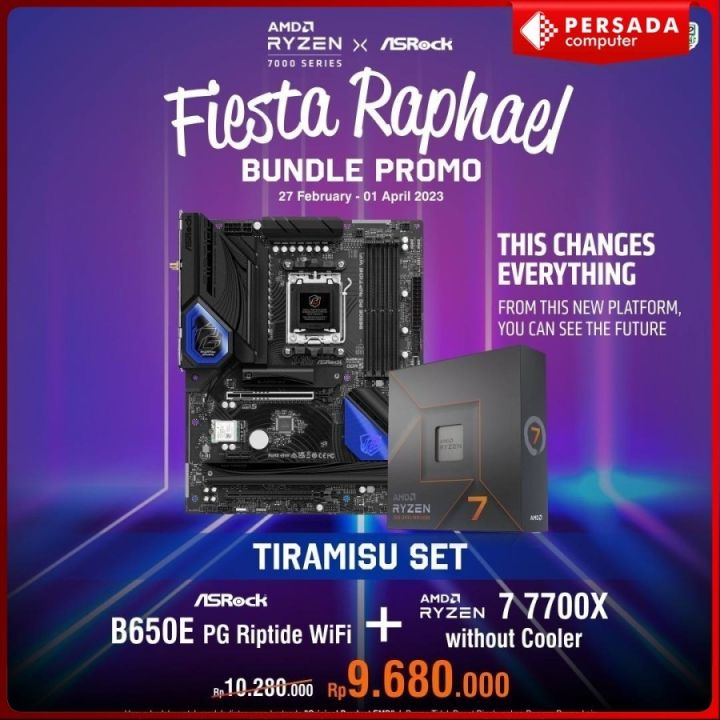 Asrock B650E PG Riptide WiFi AM5 DDR5 + Processor AMD Ryzen 7 7700X ...