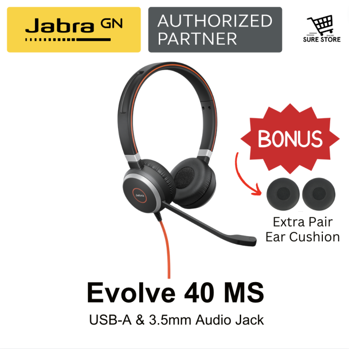 Jabra Evolve 40 USB + 3.5mm audio jack Stereo Headset | Lazada PH