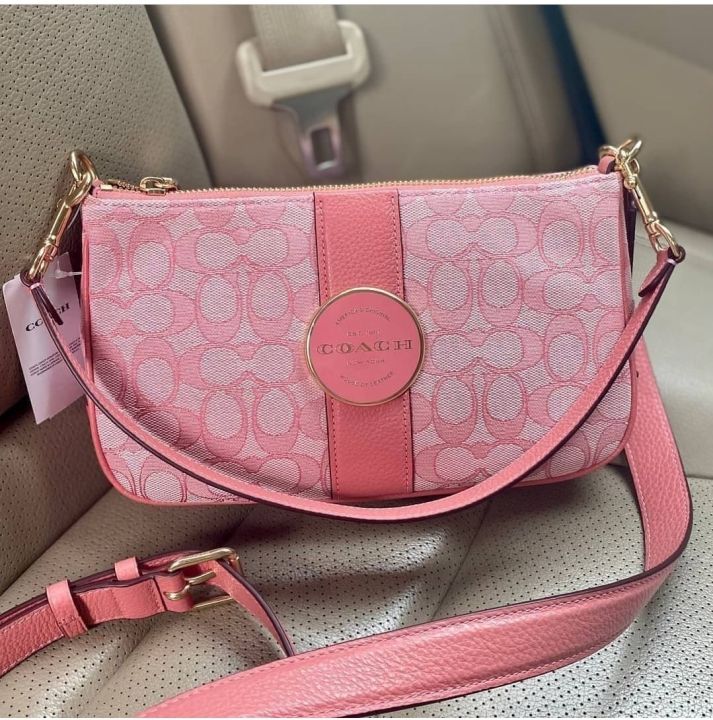 Coach C8306 Lonnie Baguette In Signature Jacquard - Pink | Lazada PH