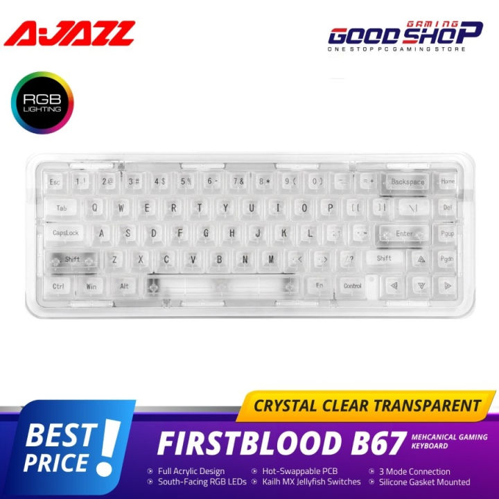 AJAZZ Firstblood B67 Crystal Clear Transparent - Gaming Keyboard ...