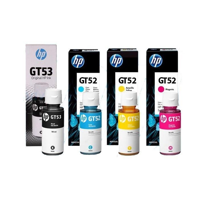 100%หมึกเติมแท้ HP GT53 XL GT51 , GT52 / BK / C / M / Y / 4สีพร้อมกล่อง ...