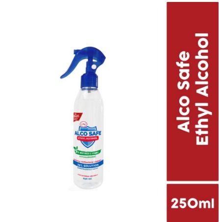 Alcosafe 70% Ethyl Alcohol 250ml With Spray | Lazada PH