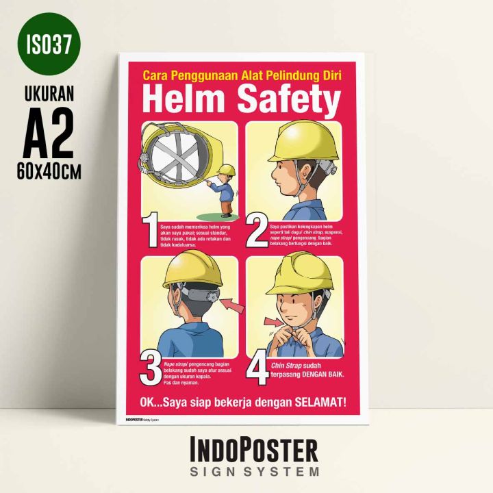 Poster K3 Safety Cara Penggunaan APD PPE - Helm Safety Pelindung Kepala Tanpa Frame A2 60x40cm ...