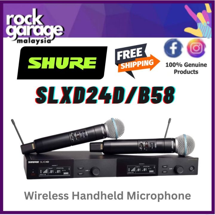 Shure SLXD24D/B58 Digital Wireless Dual Handheld Microphone System ( SLXD24D-B58 / SLXD24DB58 ...