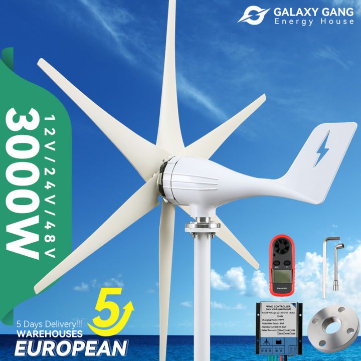 New 3000w Wind Turbine Free Energy Generator 48v 24v 12v 6 Blades With ...