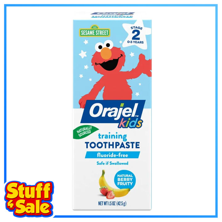 Orajel Training Toothpaste Elmo Fluoride-Free Berry Fun Flavor for Kids ...